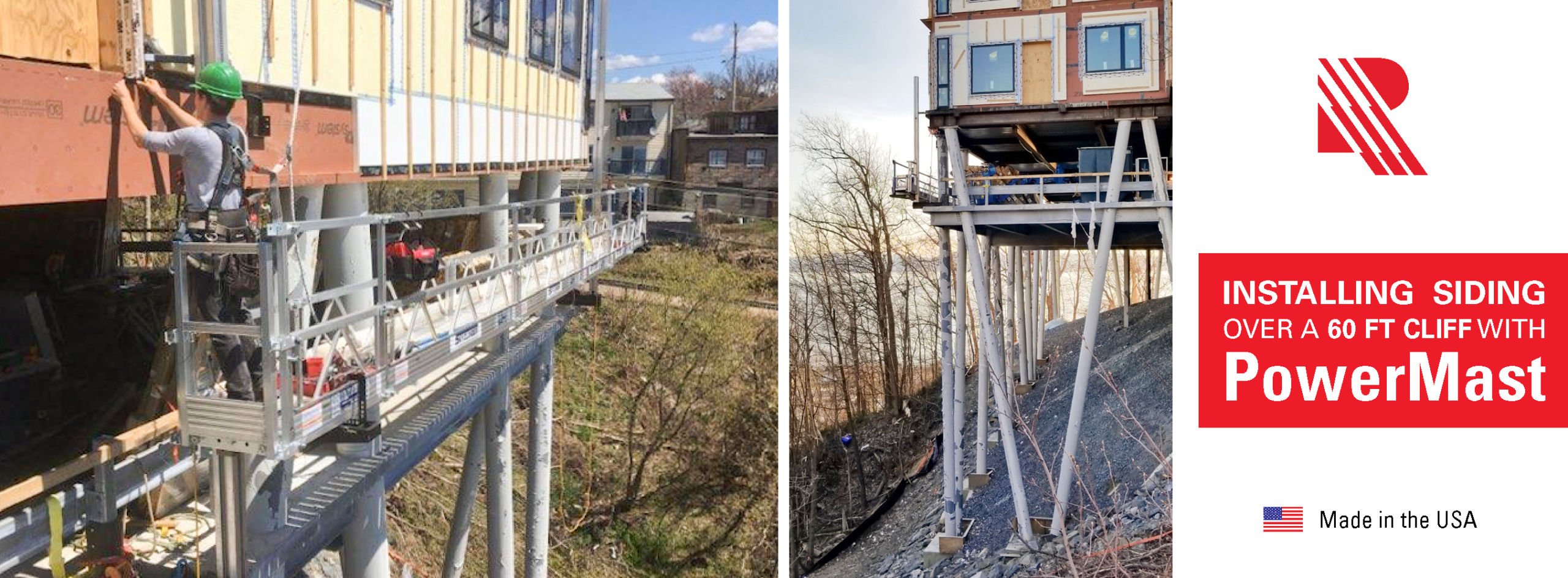 Installing Siding Over a 60 ft Cliff with PowerMast - ReechCraft, Inc.